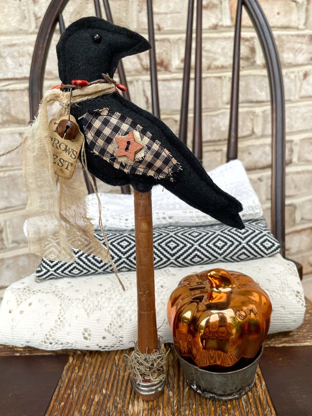 Rustic Primitive Crow, Crow Shelf Sitter, Primitive Crow Decor ...
