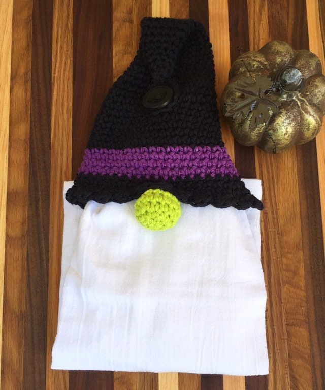 Witch Gnome Towel Topper Halloween Kitchen Decor Crochet | Etsy