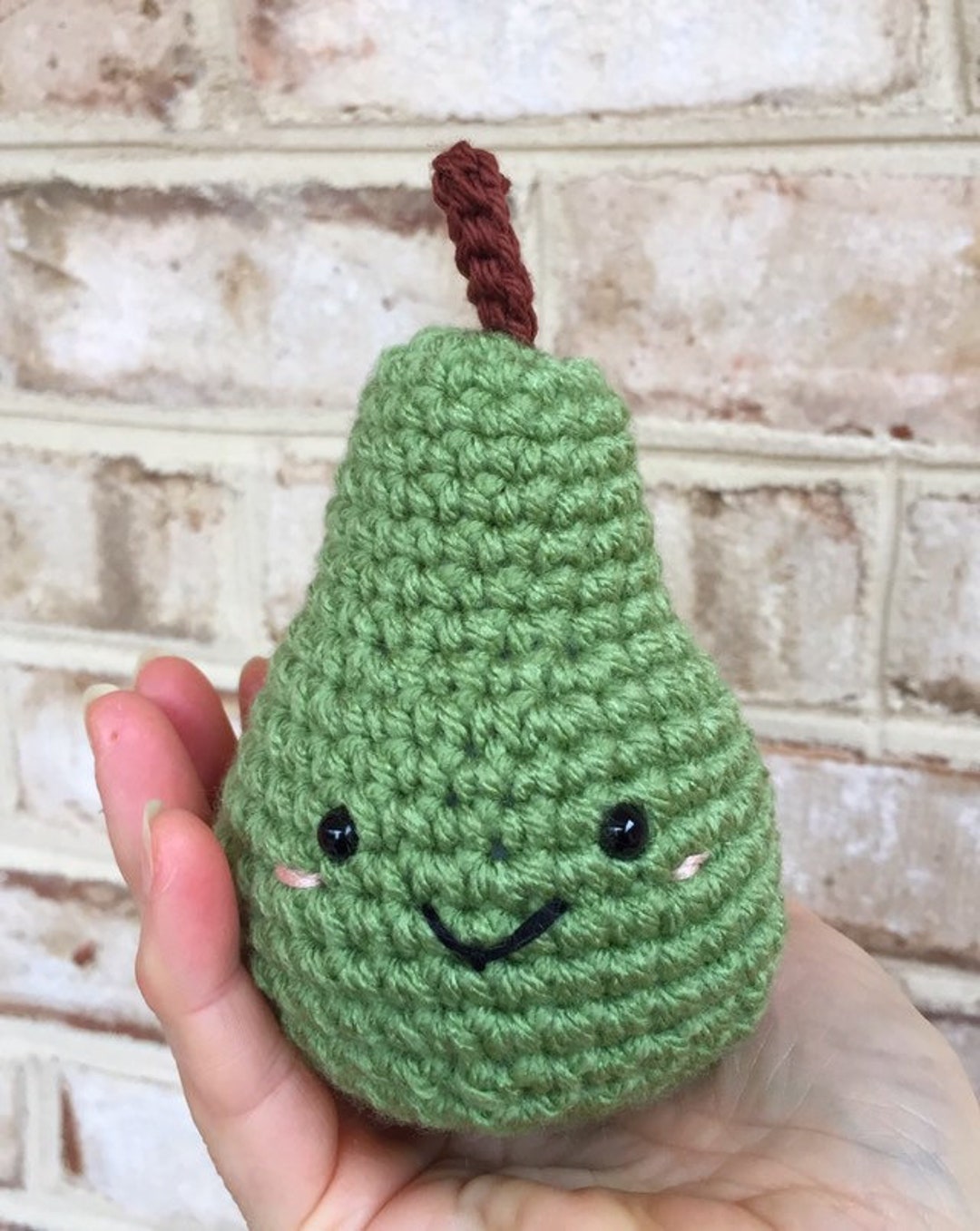 Pear Stress Ball, Soft Fruit Fidget Toy, Crochet Play Food, Anjou Green ...