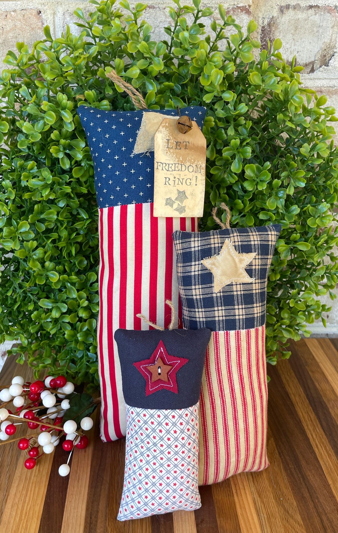 Firecracker Shelf Decor, Fabric Firecrackers, Patriotic Shelf Sitters ...