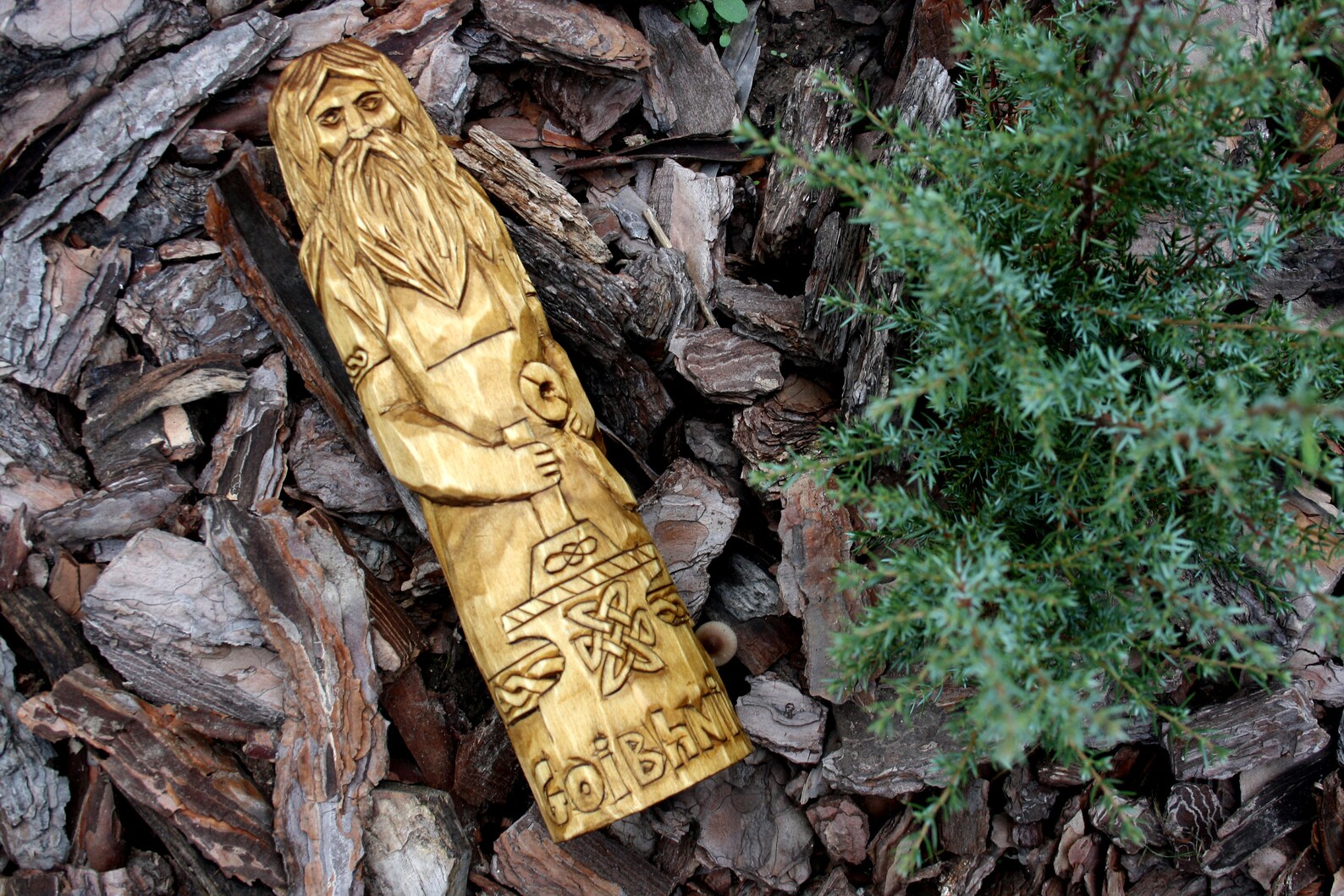 Big Wooden Statue of GOIBHNIU. Celtic God. Wiccan Wicca - Etsy