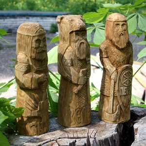 Veles, Svarog, Perun. God Statue, Wood Statue, Slavic God, Nordic Idol ...