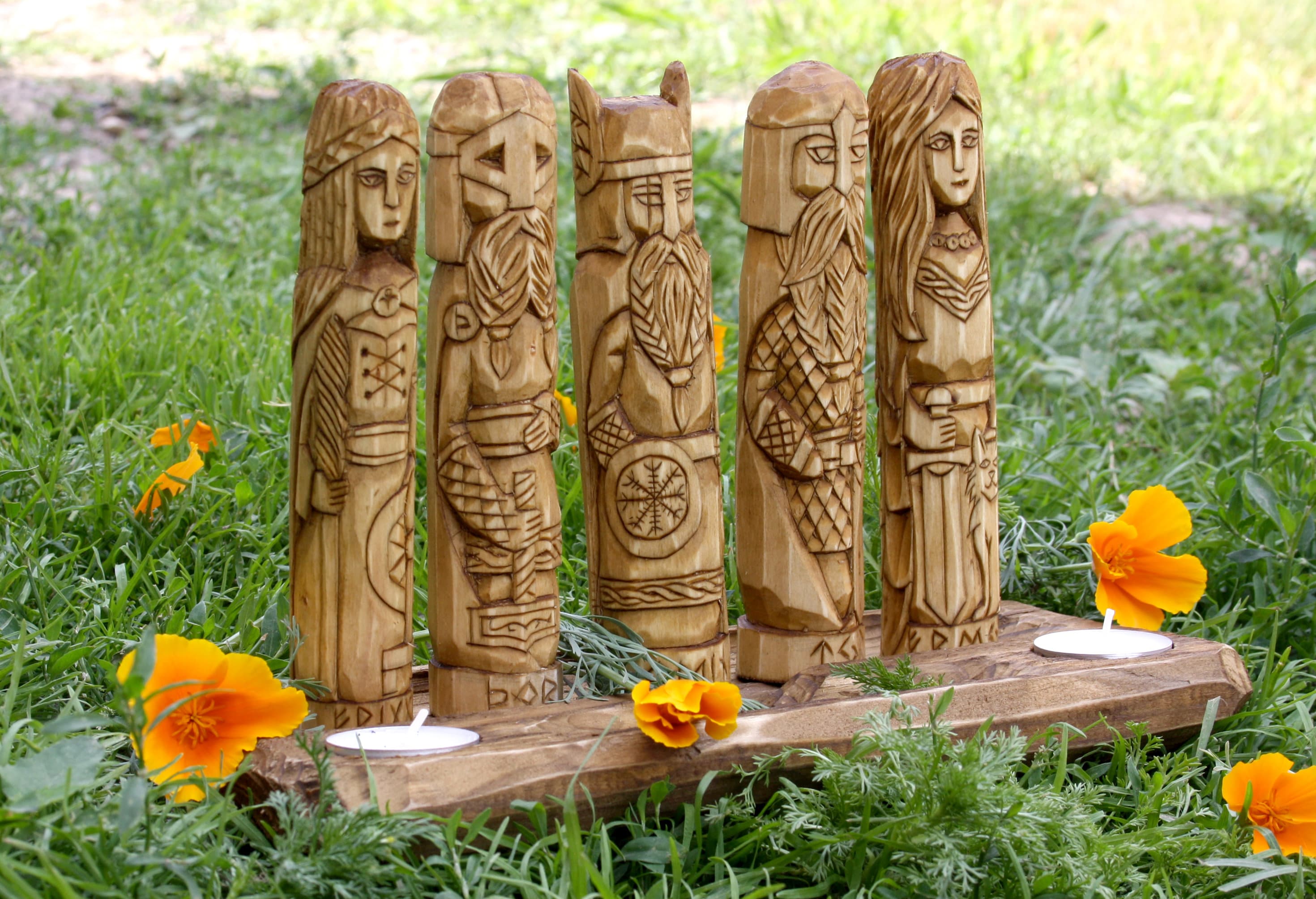 Wooden Altar. Handcrafted Statue. Odin. Freya. Thor. Frigg. | Etsy