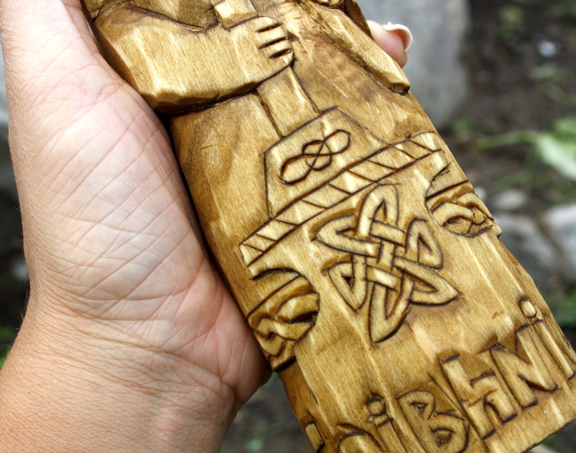 Big Wooden Statue of GOIBHNIU. Celtic God. Wiccan Wicca - Etsy