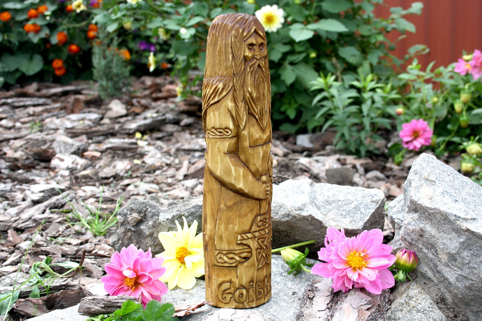 Big Wooden Statue of GOIBHNIU. Celtic God. Wiccan Wicca - Etsy