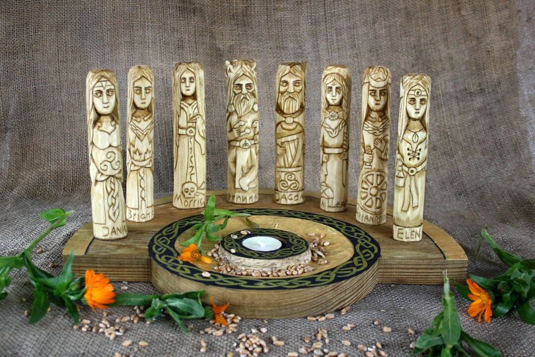 Handmade Celtic Deities Set: Wood Gods With Altar Stand - Etsy
