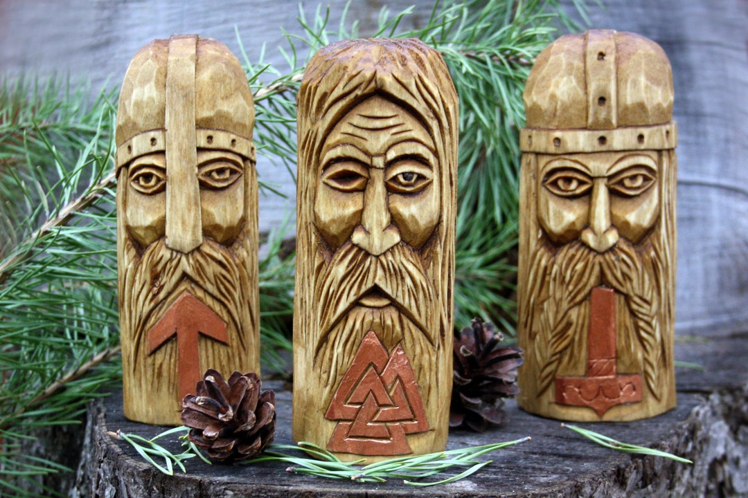 Odin, Thor, Tyr Altar Set: Handmade Linden Wood Norse Gods Statue - Etsy