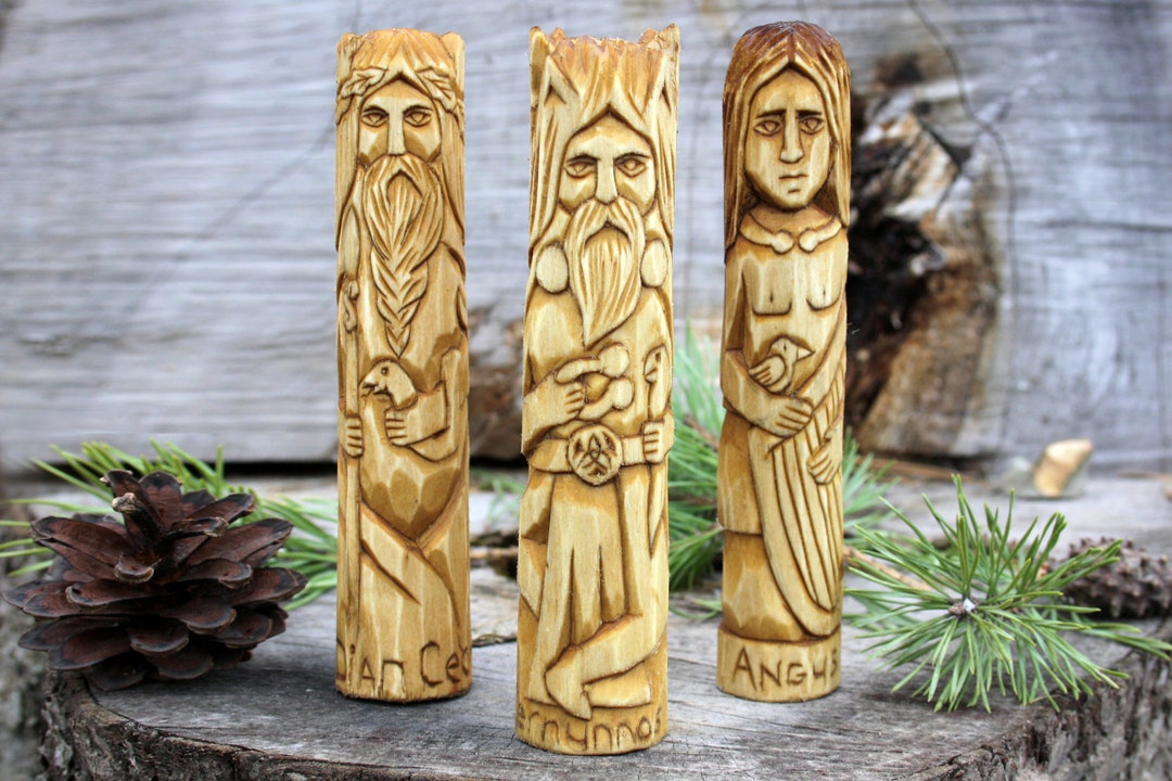 Hand Carved Celtic God Figurines: Cernunnos, Angus, Dian Cecht - Etsy