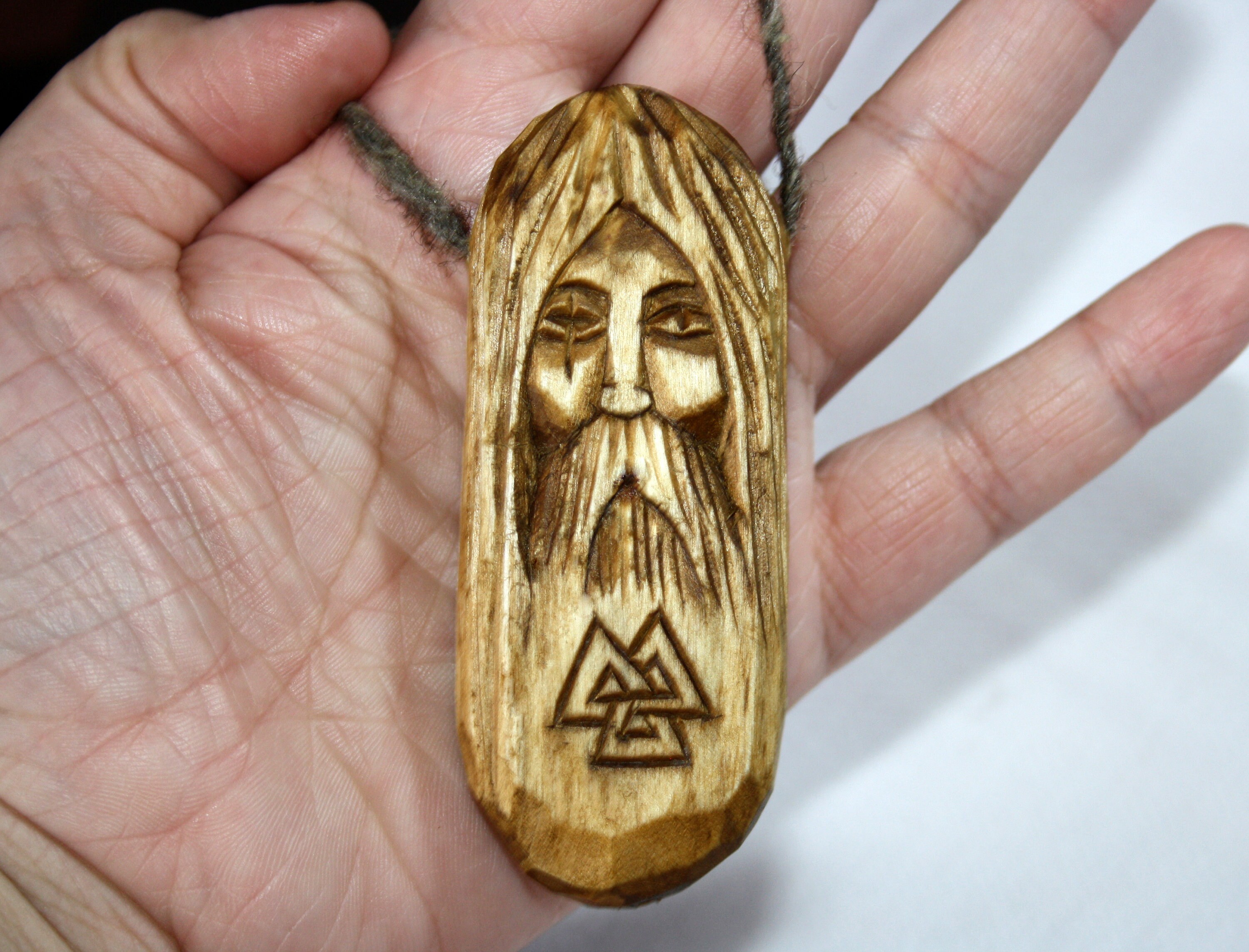 Odin Wooden Home Talisman. Handmade Wood Carving. Scandinavian Viking ...
