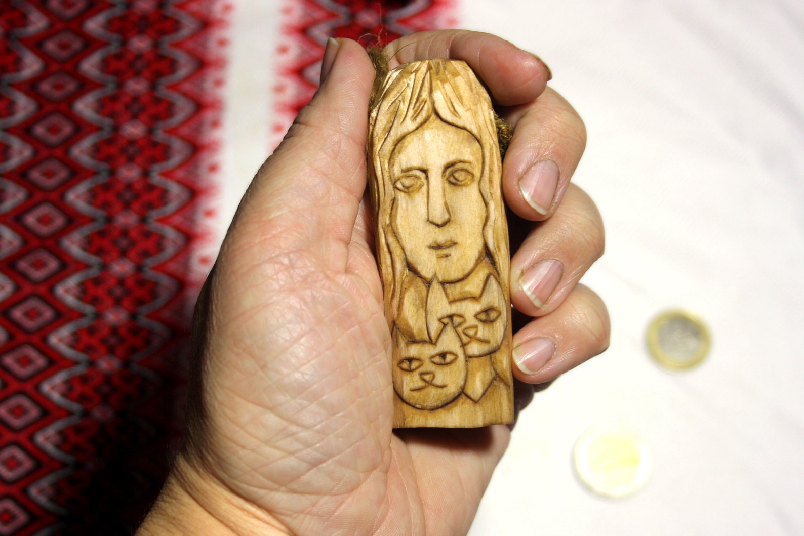 Freya Wooden Home Talisman. Handmade Wood Carving. Scandinavian Viking ...