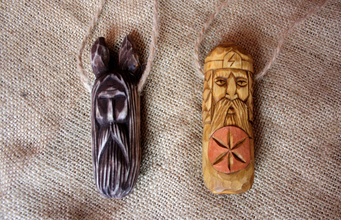 VELES and PERUN Wooden Home Talisman. Handmade Wood Carving. - Etsy
