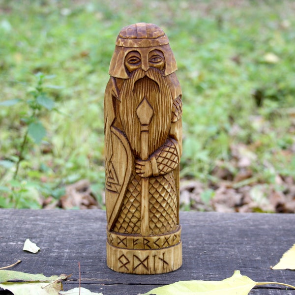 Wooden Carved Odin Statue - Etsy