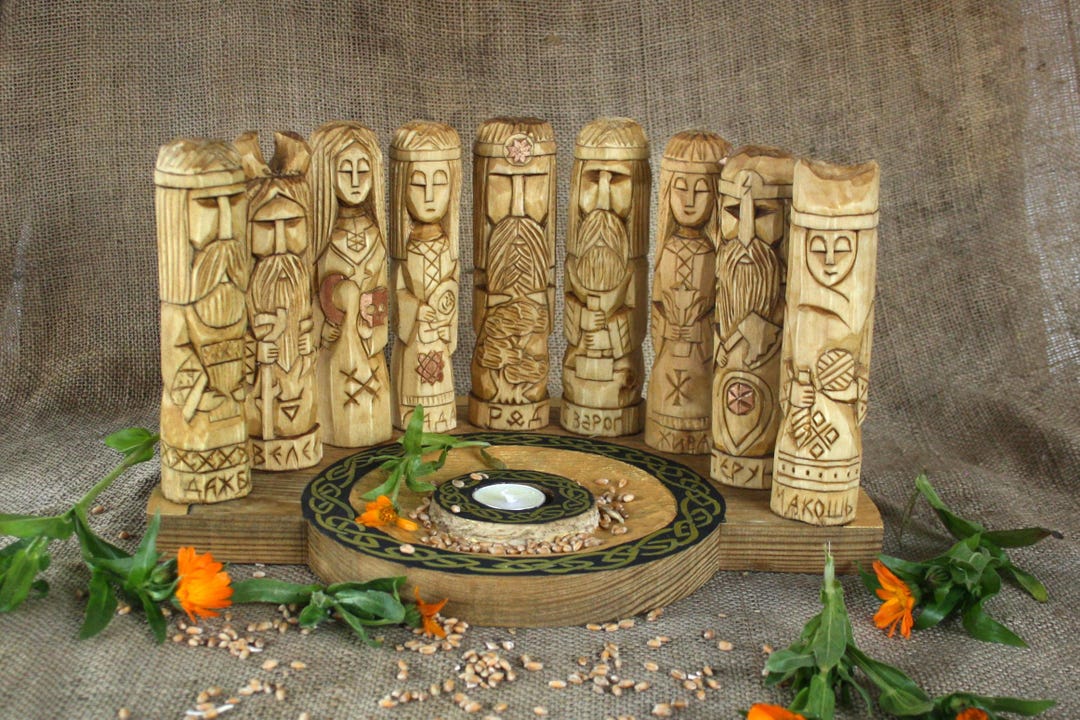 Set of Slavic Gods With an Altar. Perun, Veles, Svarog, Morana. Slavic ...