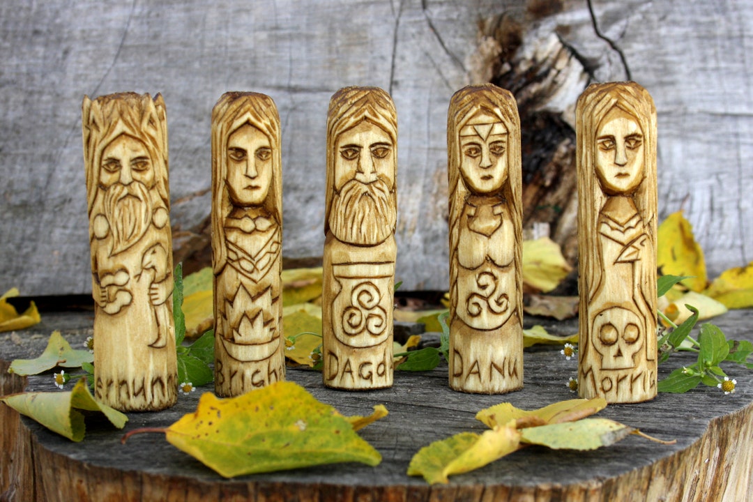 Small Wooden Celtic Altar. Handcrafted Statue. Danu Dagda Brighid ...
