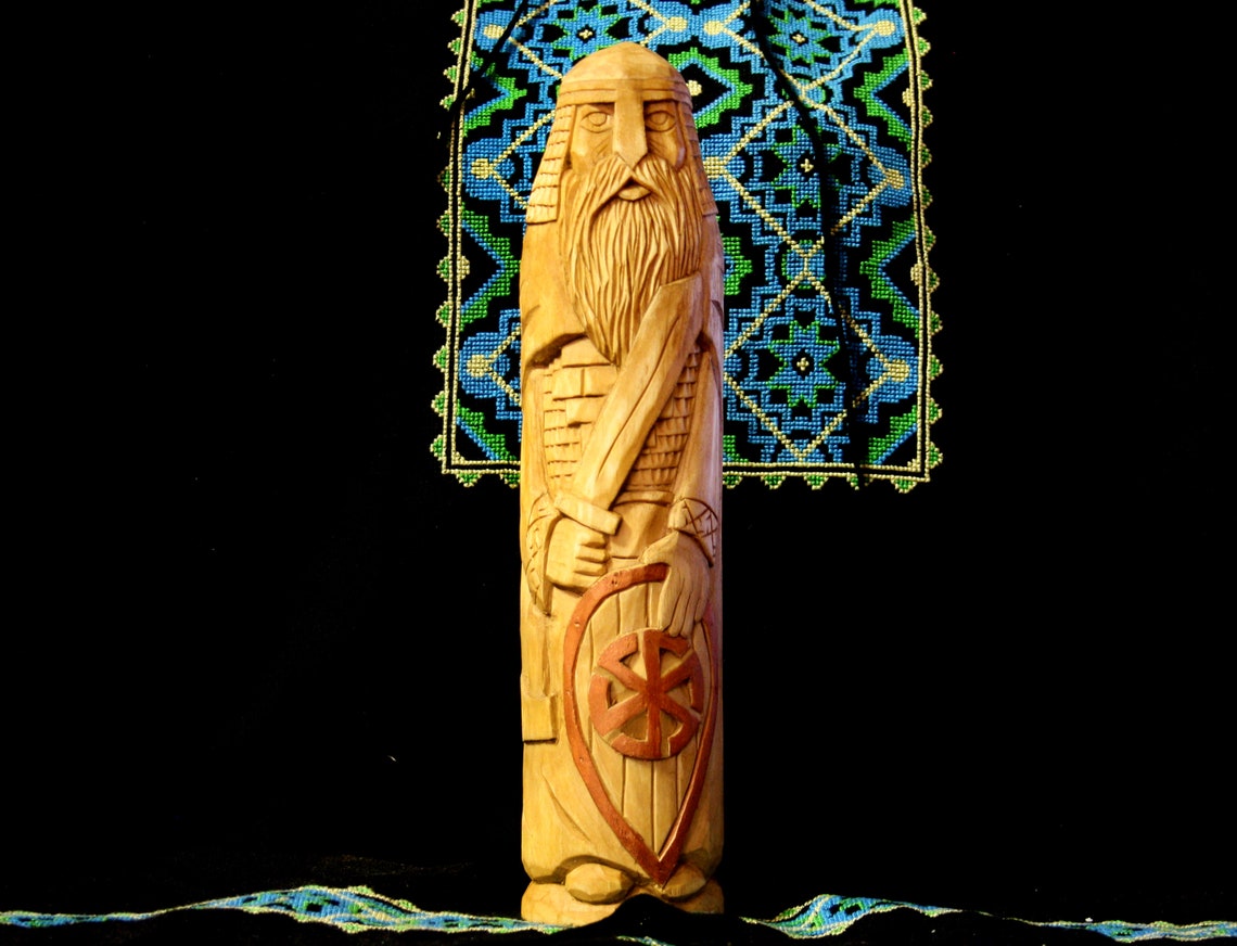 Hand-carved Wooden Statue Perun. PERUN Slavic God of Thunder and ...