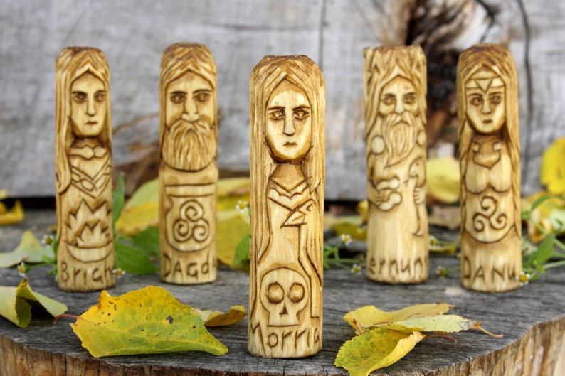 Small Wooden Celtic Altar. Handcrafted Statue. Danu Dagda Brighid ...