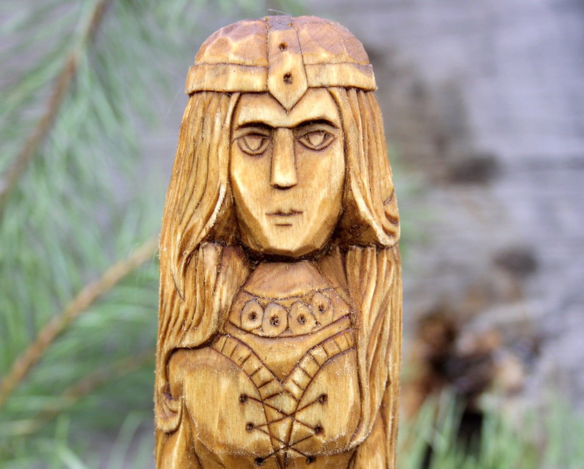 Big hand crafted wooden Statue of Freya. Norse Goddess Freya. | Etsy