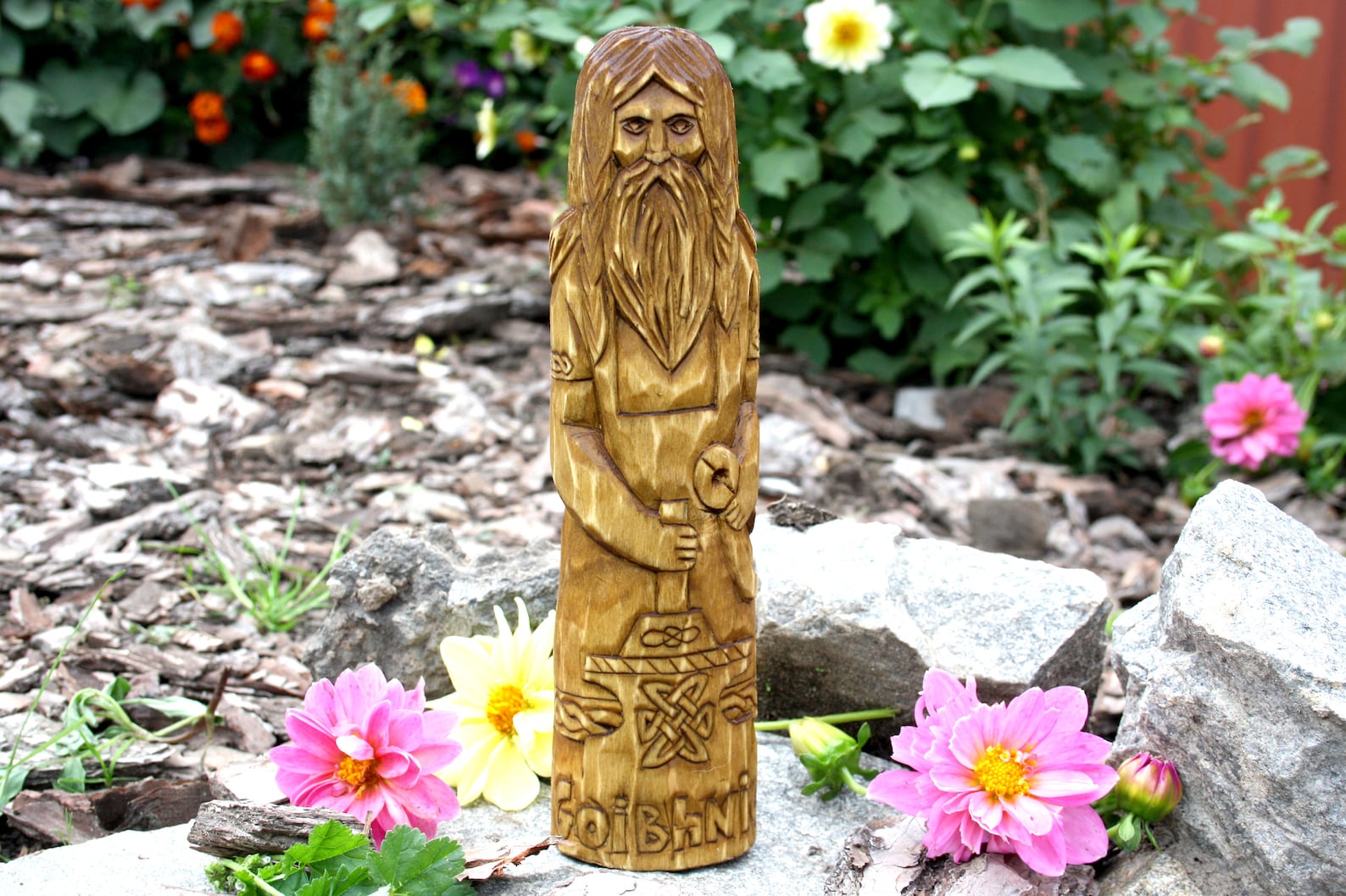 Big Wooden Statue of GOIBHNIU. Celtic God. Wiccan Wicca - Etsy