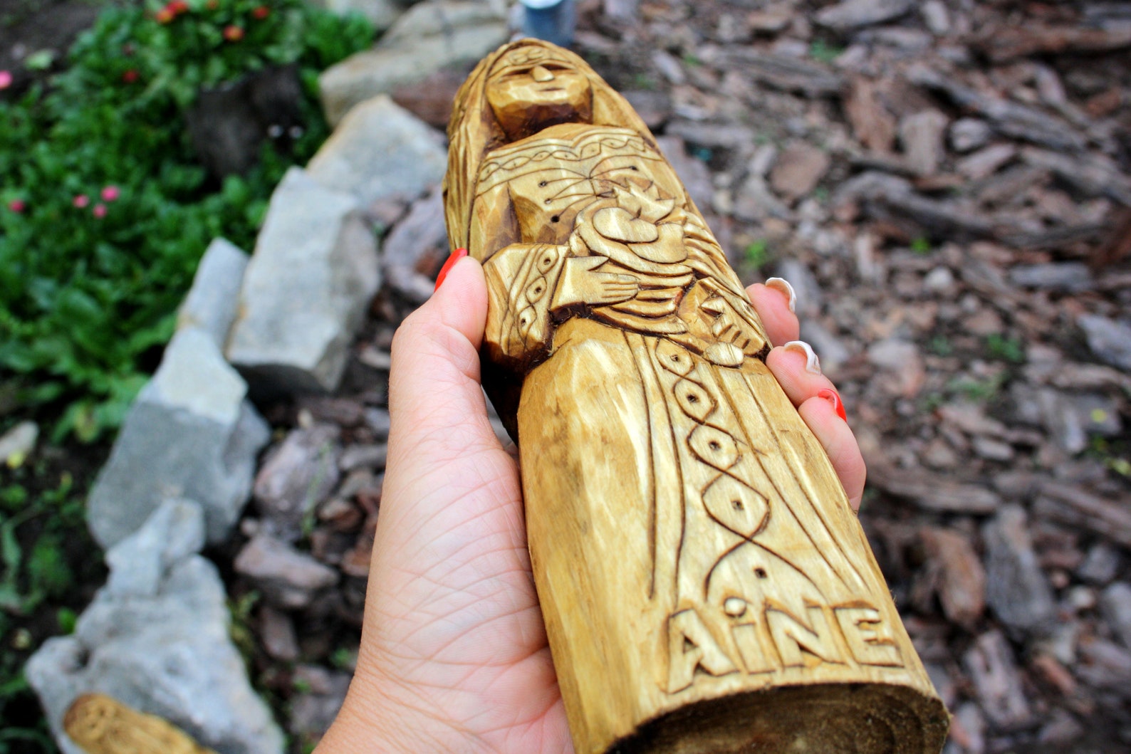 Big wooden statue of AINE. Celtic goddess. Wiccan wicca | Etsy