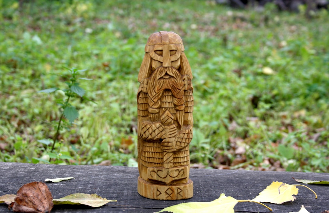 Hand Carved Wooden Thor Statue. (7.8 Inches) Norse Vikings God Figurine ...