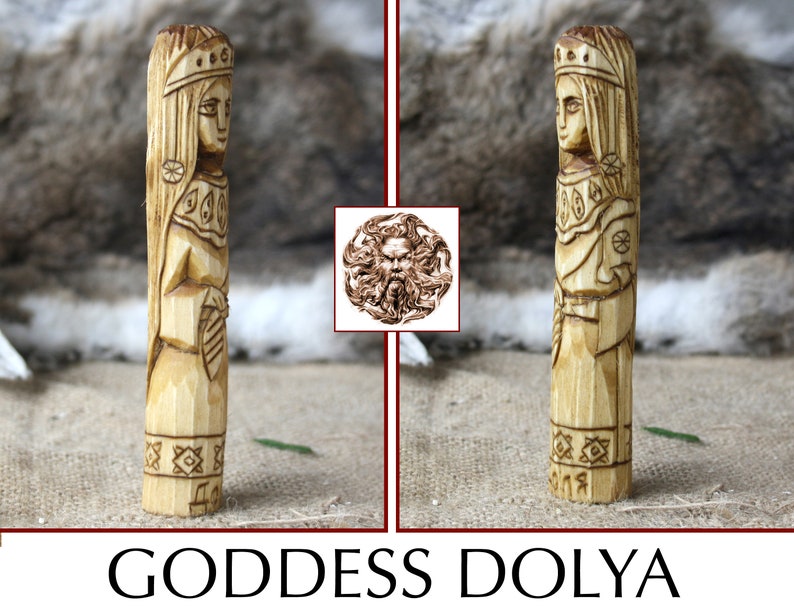 Hand Carved Wooden Slavic Goddess Figurine: Dolya, Nedolya, Mat Zemlya ...