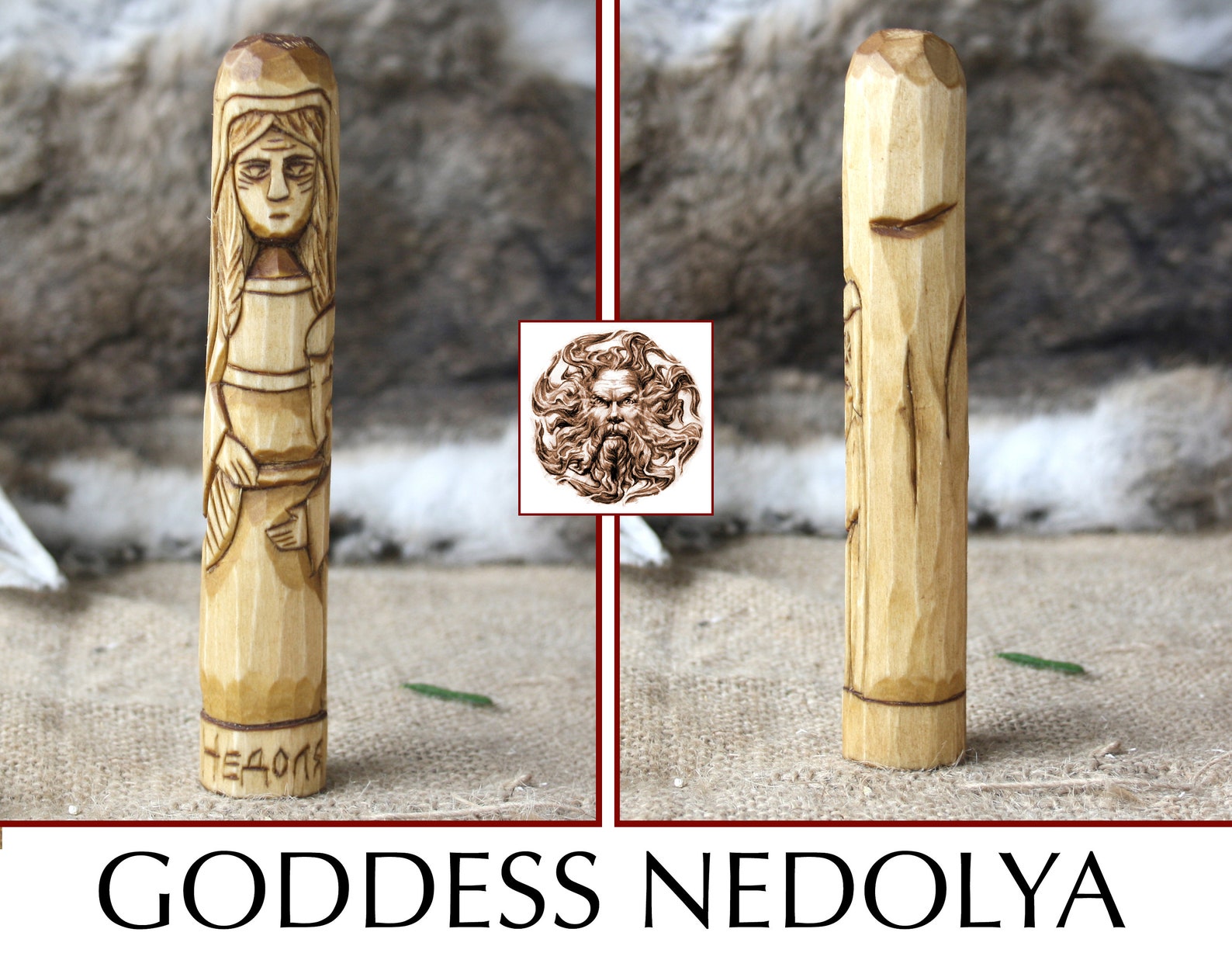 Hand Carved Wooden Slavic Goddess Figurine: Dolya, Nedolya, Mat Zemlya ...