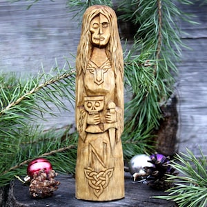 Norse Goddess Hel. Big Hand Crafted Wooden Statue of Hel. Viking's God ...
