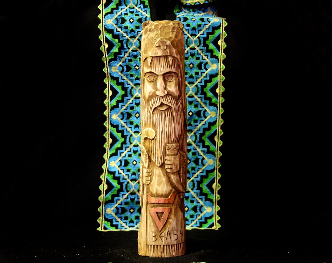 Wooden Slavic God Veles. Linden Statue. Veles Protection Slavic and ...