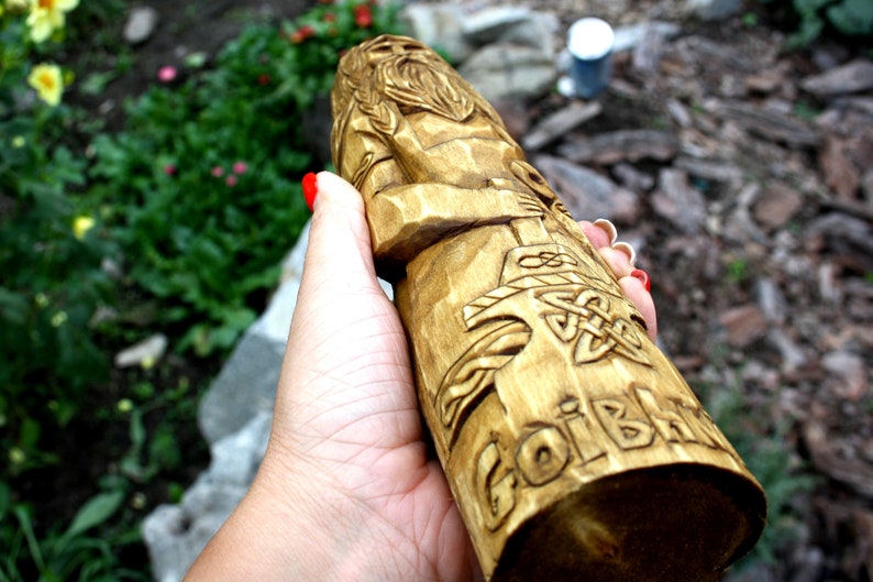 Big Wooden Statue of GOIBHNIU. Celtic God. Wiccan Wicca - Etsy