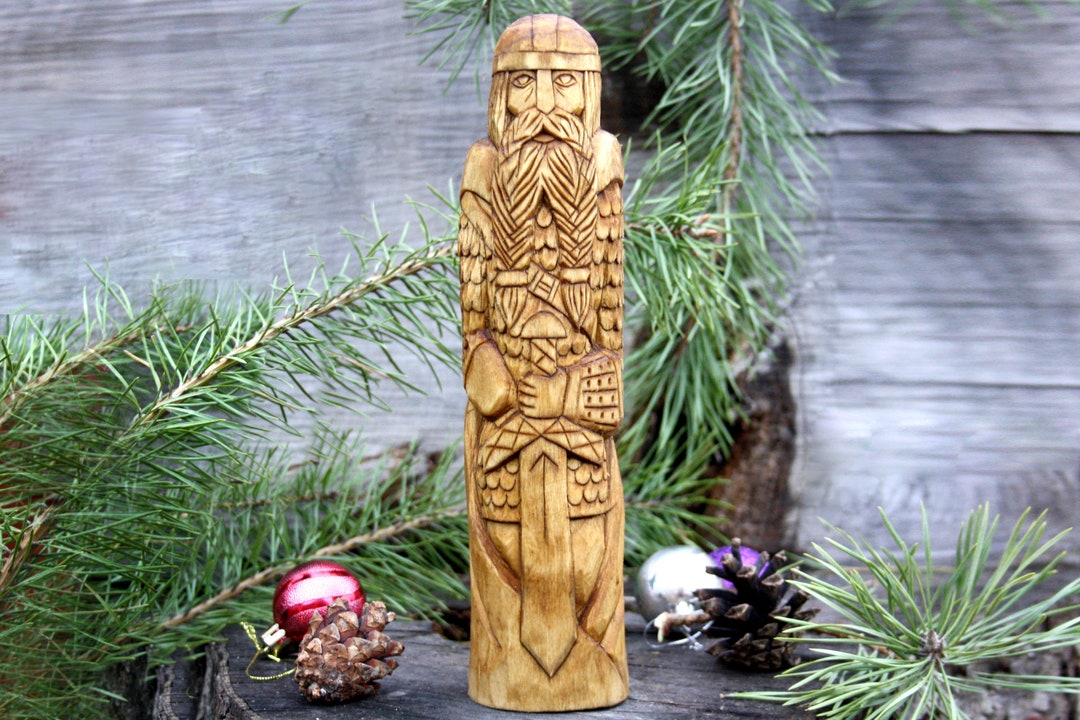 Norse God Tyr. Big Hand Crafted Wooden Statue of Tyr. Viking's God ...