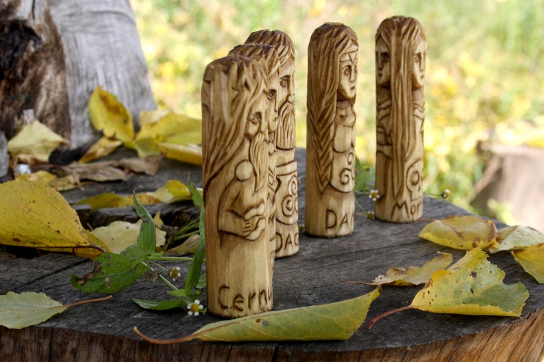 Small Wooden Celtic Altar. Handcrafted Statue. Danu Dagda Brighid ...