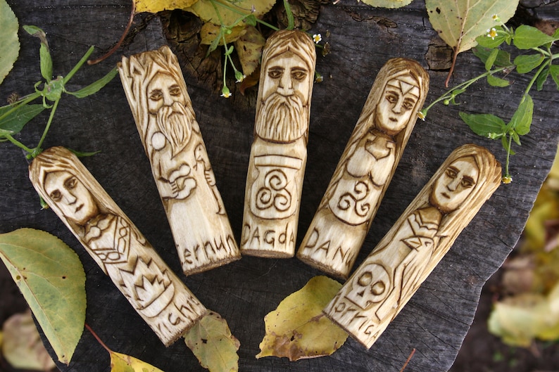 Small Wooden Celtic Altar. Handcrafted Statue. Danu Dagda Brighid ...