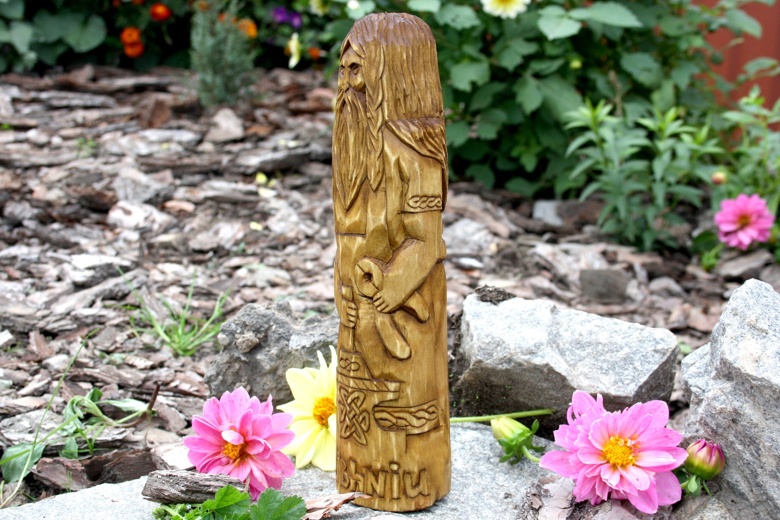 Big Wooden Statue of GOIBHNIU. Celtic God. Wiccan Wicca - Etsy