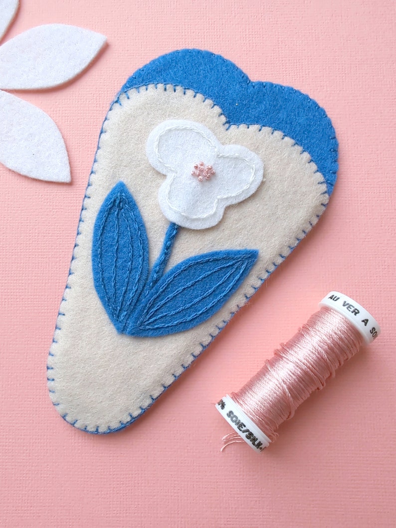 Felt Floral and Indigo Scissor Case & Stainless Steel Embroidery ...