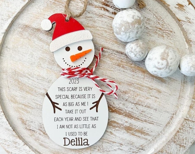Personalized Snowman Height Ornament, Child's Height Ornament, Snowman ...