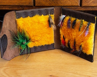 Waxed Canvas and Leather Fly Fishing Leader Wallet - Etsy