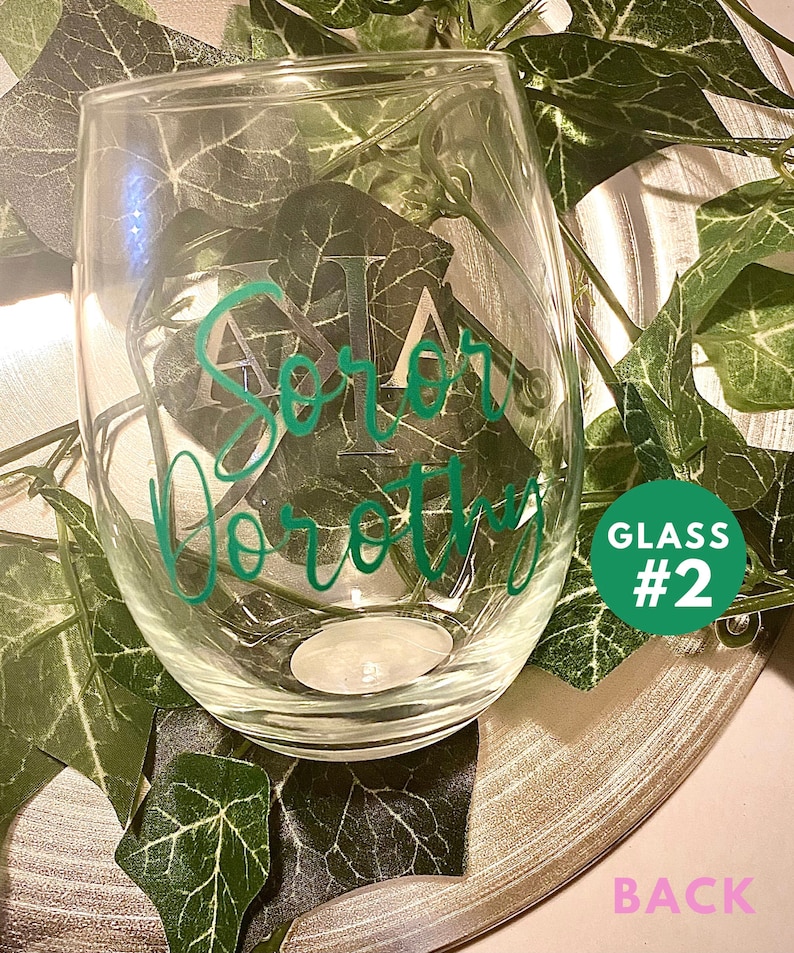 Pink & Green Stemless Wine Glass Wine Glass Set - Etsy