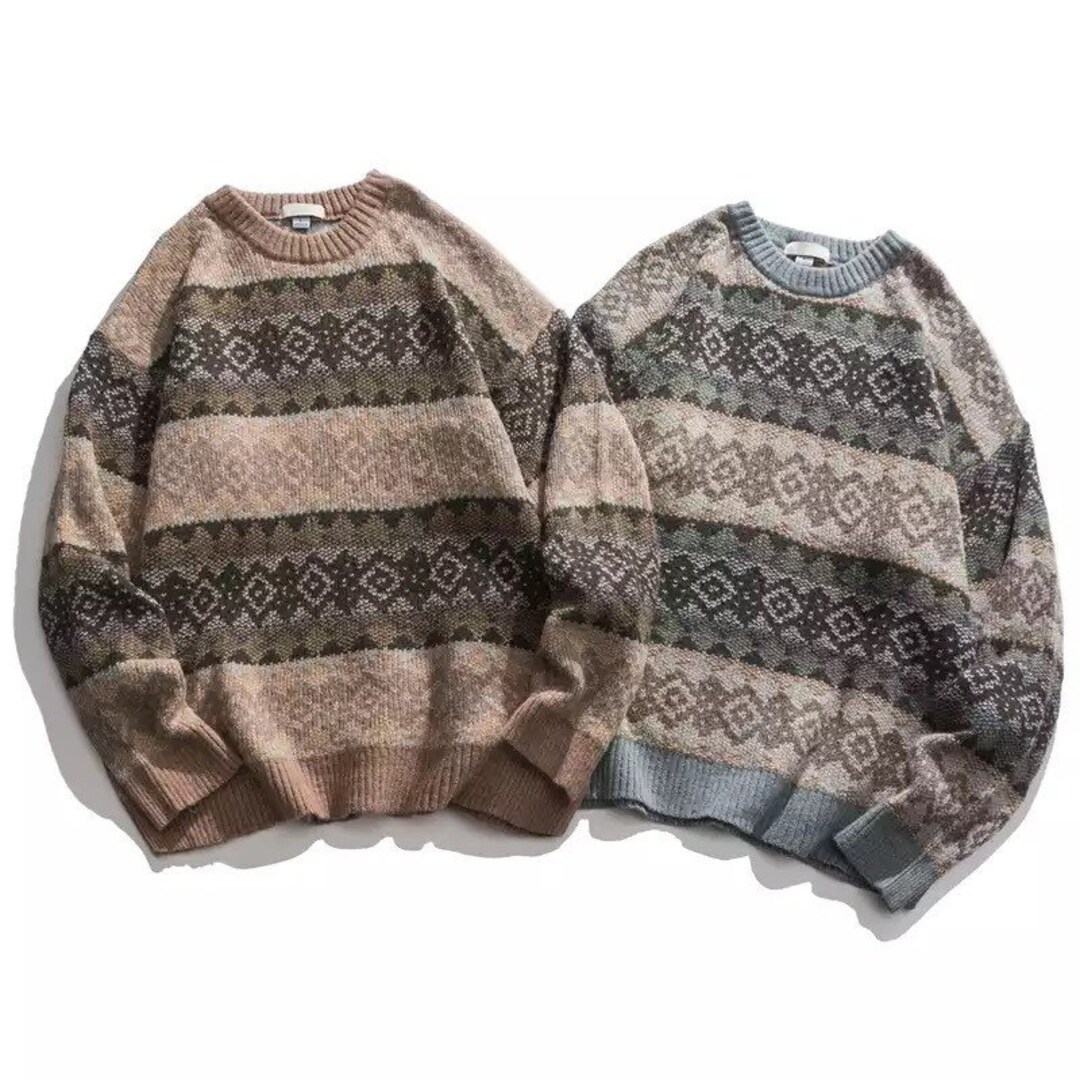 Classic Men's Jacquard Sweater Vintage-inspired Warm Winter Wear - Etsy