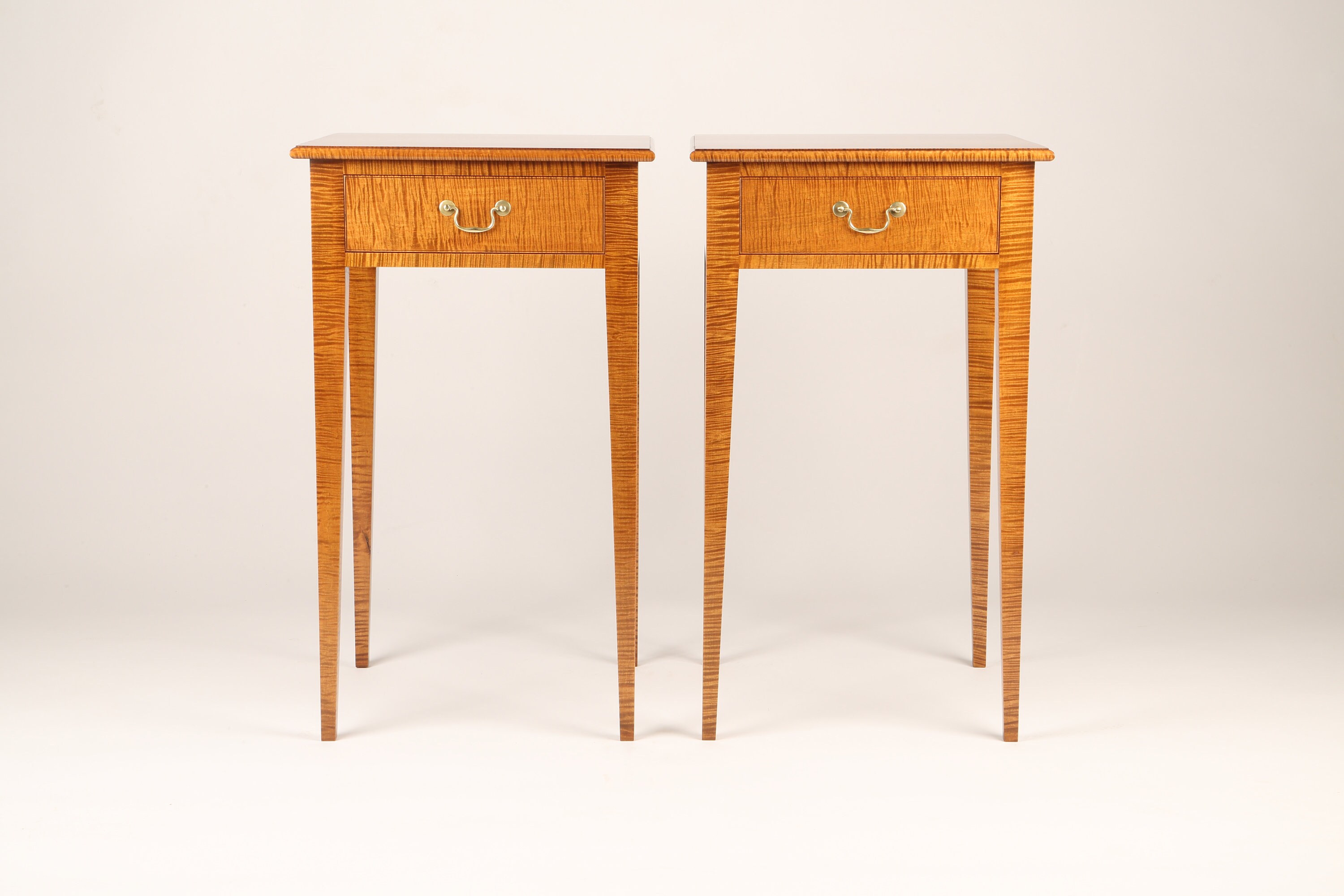 Made to Order Tiger Maple Nightstand Pair/ End Table Pair / Mortise and ...