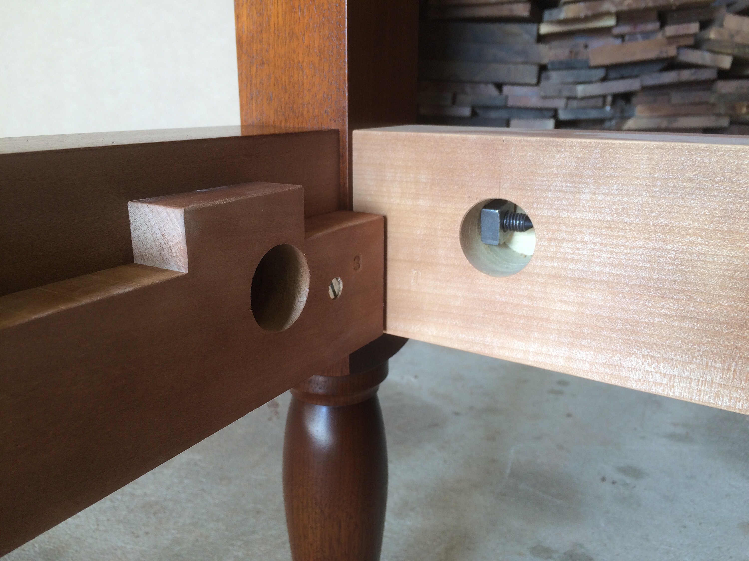 Made to Order Walnut Queen Size Bed Frame, Hand Turned Posts, Mortise ...