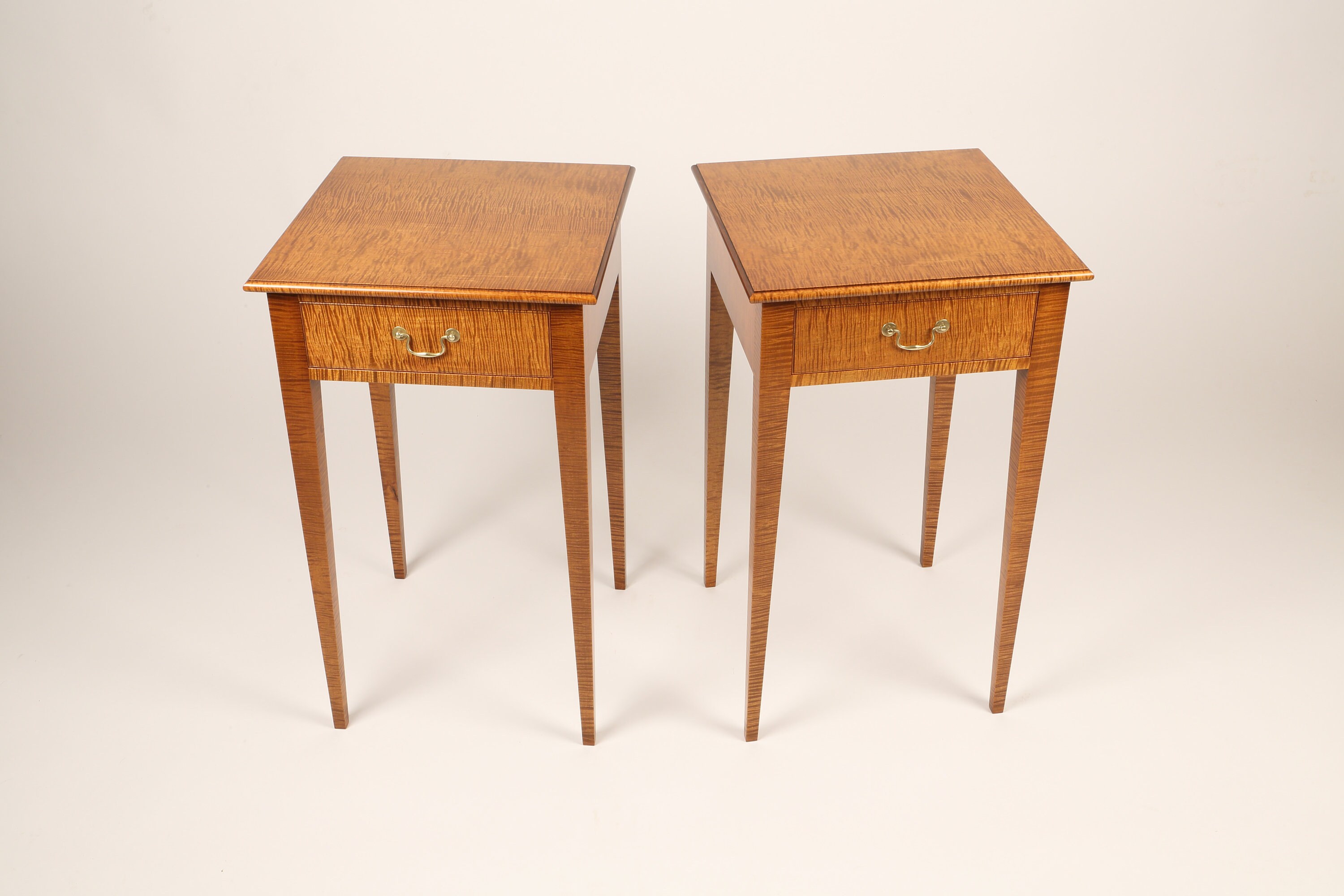 Made to Order Tiger Maple Nightstand Pair/ End Table Pair / Mortise and ...