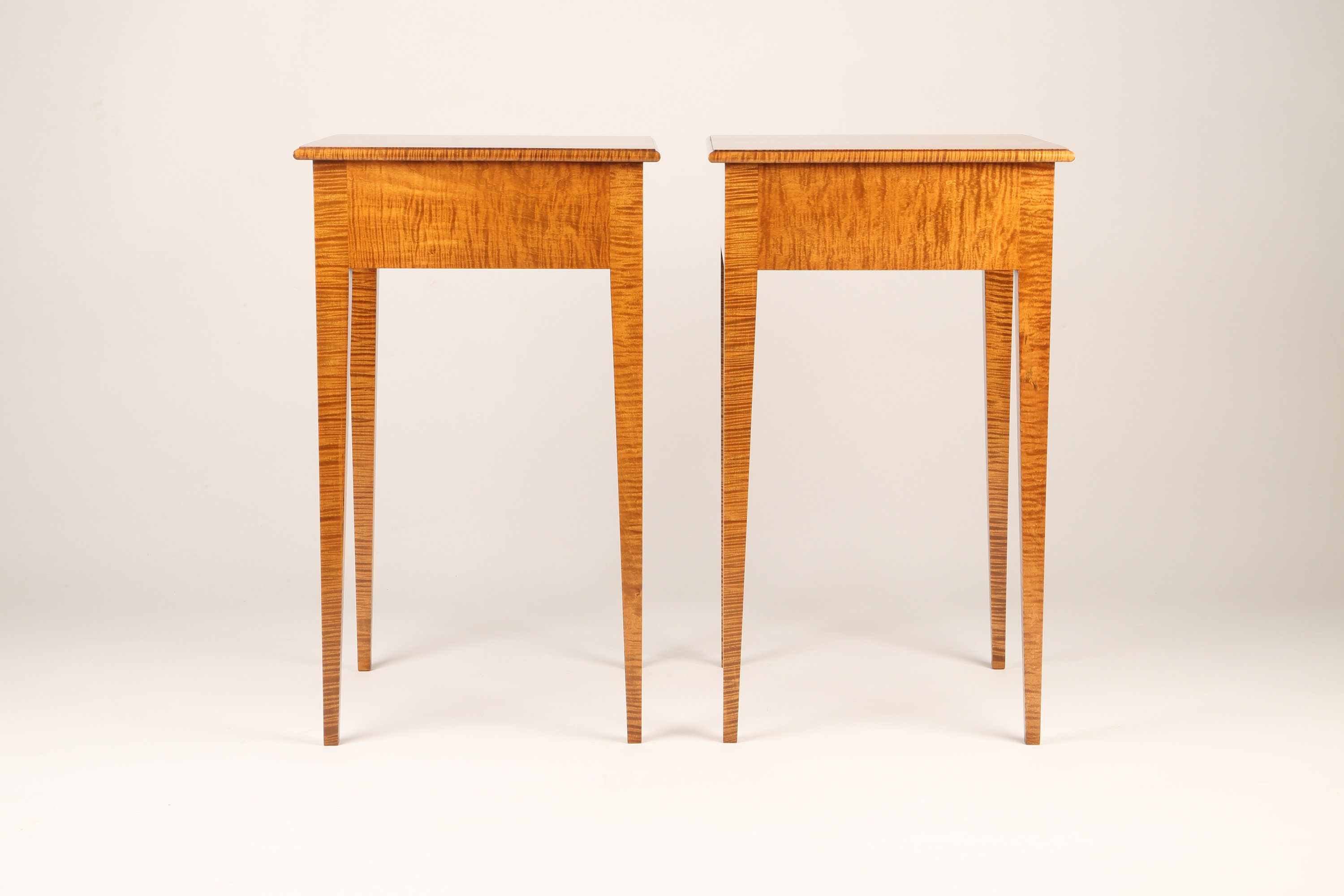 Made to Order Tiger Maple Nightstand Pair/ End Table Pair / Mortise and ...