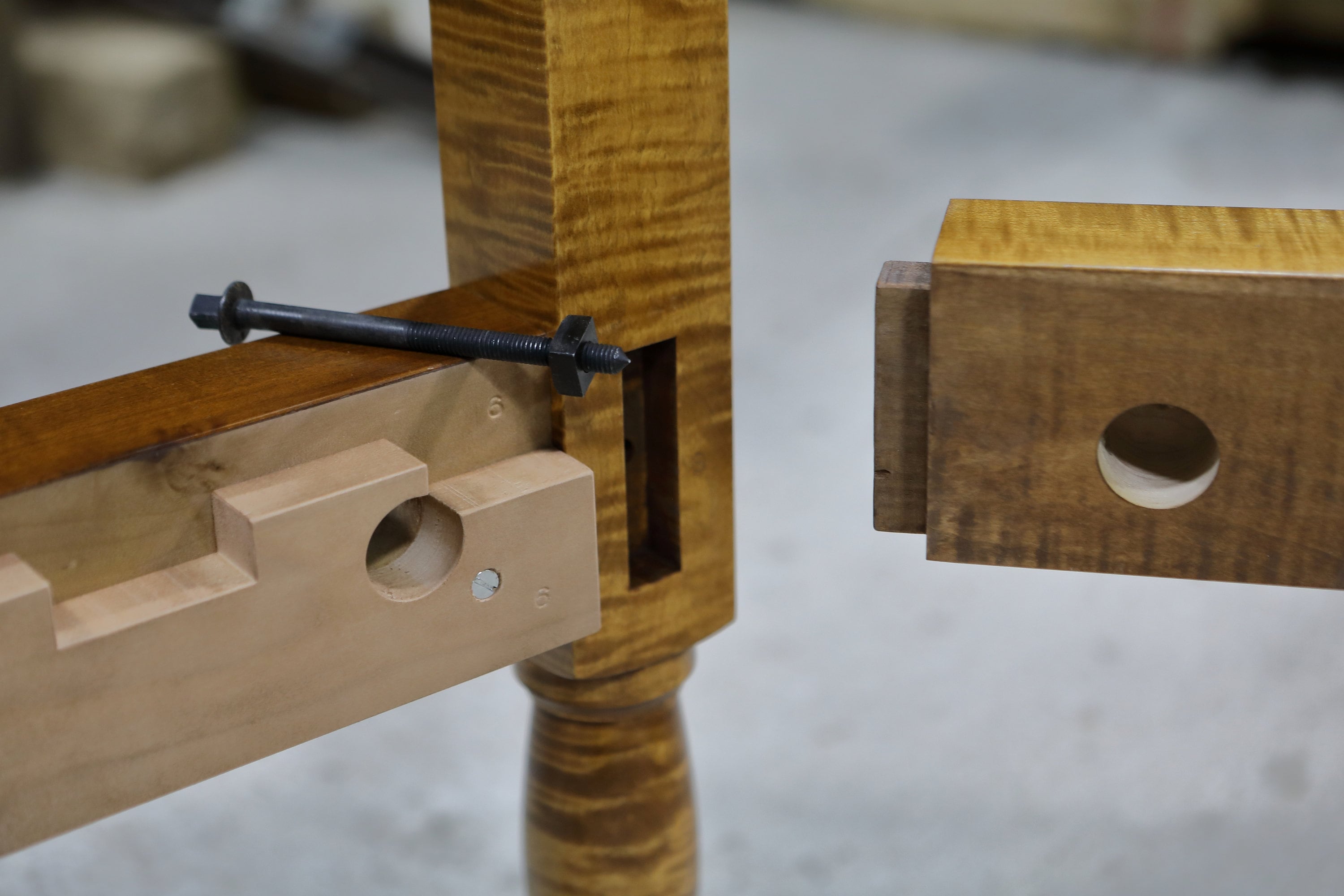 Made to Order Tiger Maple Queen Size Bed Frame, Hand Turned Posts ...