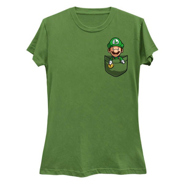 Luigi in Pocket Super Mario Tshirt Luigi Shirt Mario Bros Tee Mario Fan ...