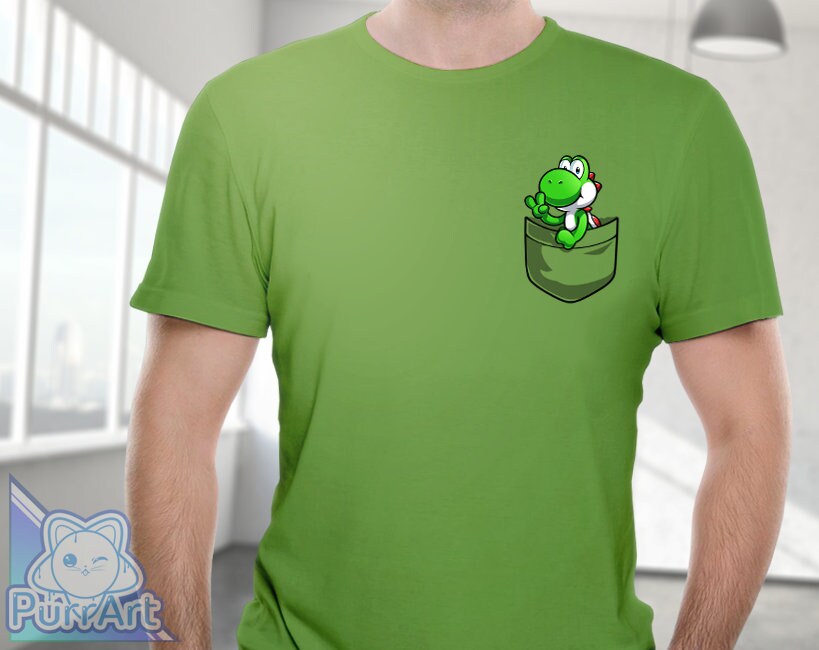 Yoshi in Pocket Super Mario Tshirt Yoshi Shirt Mario Bros Tee Yoshi Fan ...