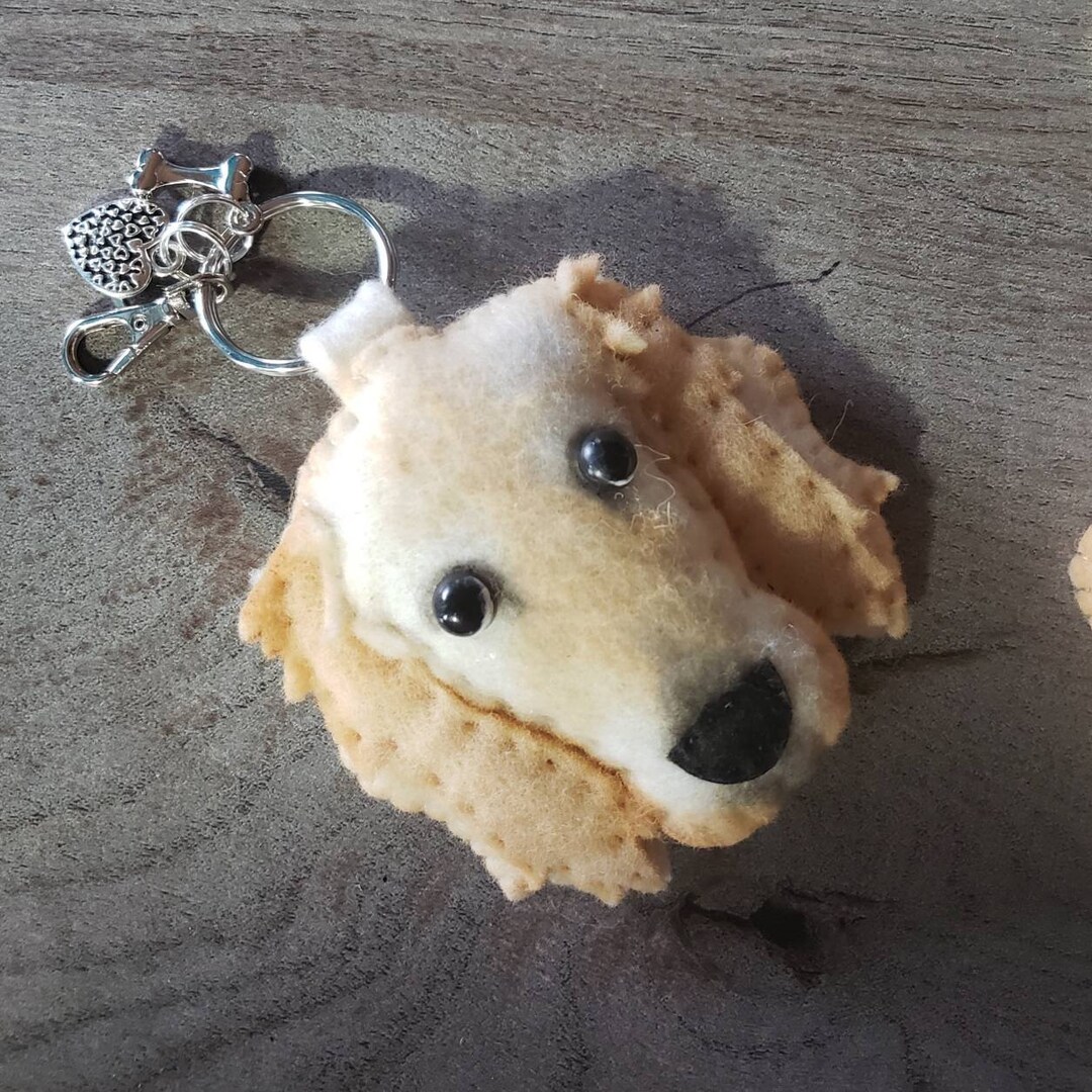 Dog, Cow, Horse Felt Key Ring, Key Fob, Key Charm, Zipper Charm, Golden ...