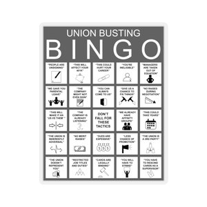 Union Busting Bingo Game Kiss-cut Sticker - Show Your Labor Union ...