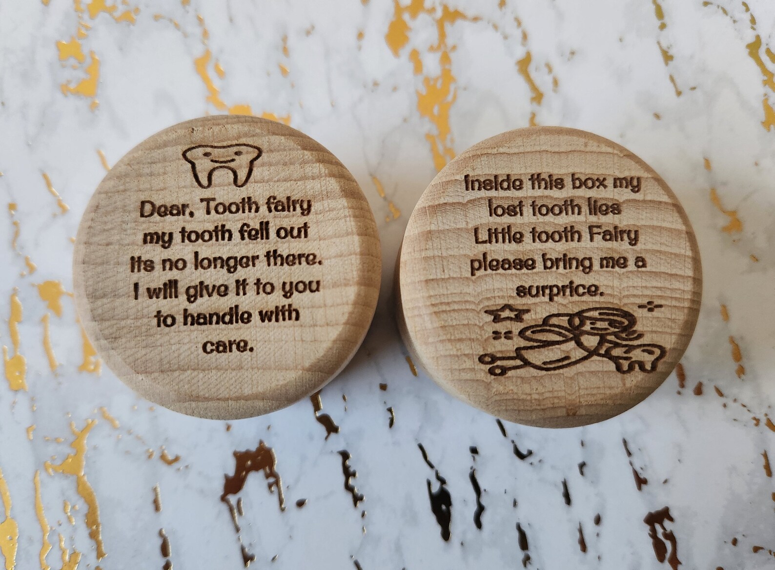 Tooth Fairy Box for First Baby Teeth Wooden Keepsake Tooth Box Special ...
