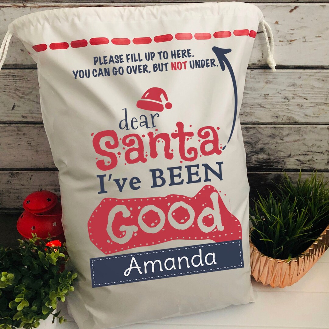 Large Santa Sack Bag With Name, Personalized Drawstring Bags, Red ...