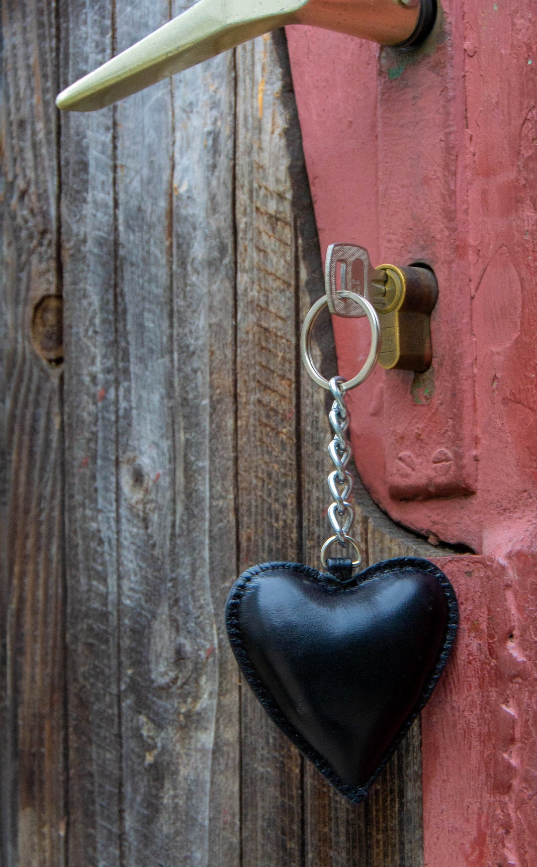 Black Hearth Key Ring,goth Key Ring,leather Key Chain,key Chain,key ...